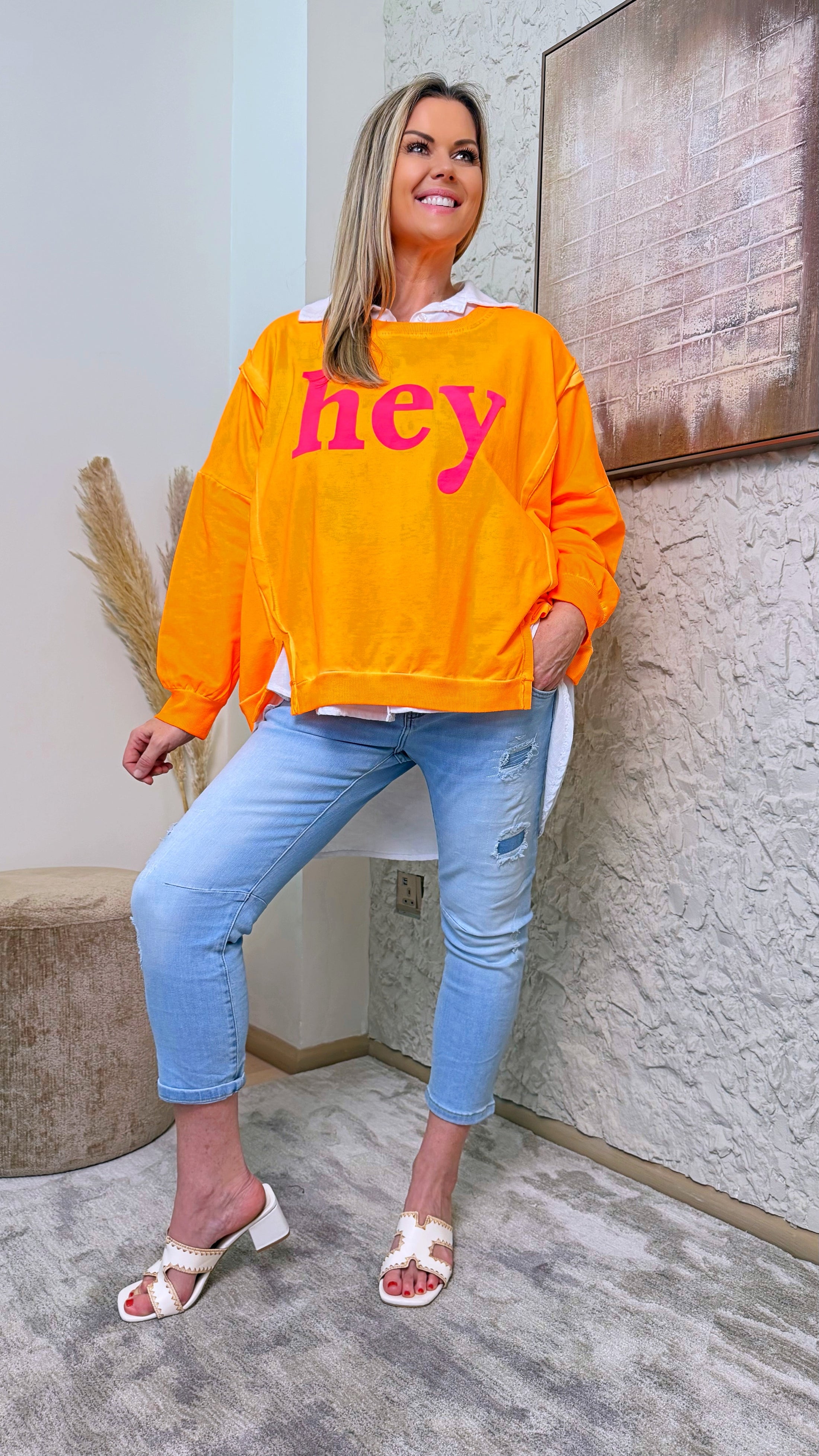 Pullover Happy Days *Neon Orange*